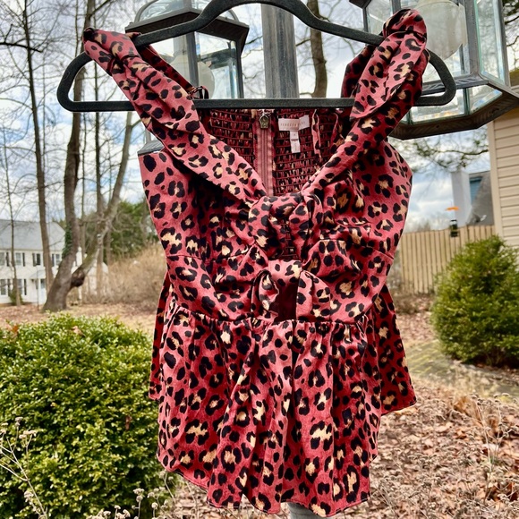 Rebecca Taylor | Tops | Rebecca Taylor Leopard Print Bow Top With ...